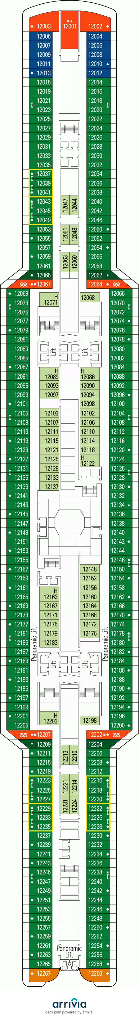 MSC Seaside Deck Plans | Deck 12 | What's on Deck 12 on MSC Seaside | CruiseCheap.com