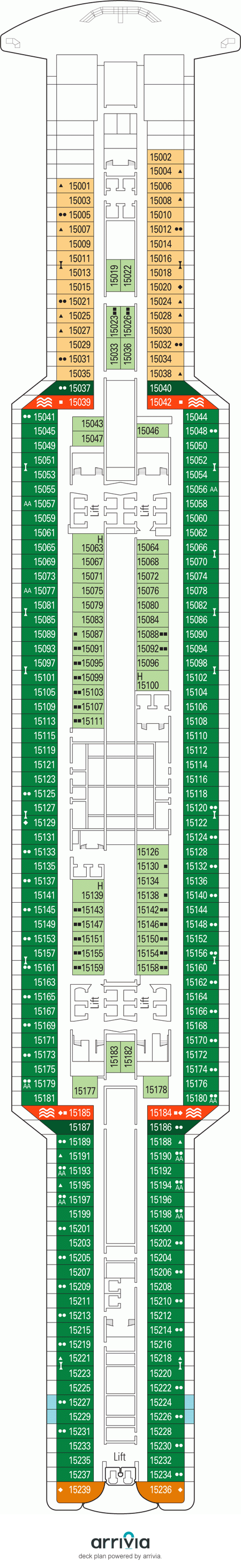 Deck 15 on MSC Seaview | MSC Seaview Deck 15 on CruiseCheap.com